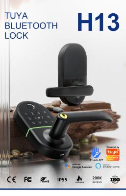 China Tuya WiFi Smart Door Lock Fingerprint Keypad Aluminum Alloy 6-in-1 Unlock 35-55mm Door Thickness for sale