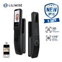 China T8 Face Recognition Smart Door Lock with FPC Fingerprint Reader - 7.4V Battery, 10 Month Life, 35-65mm Door Fit for sale