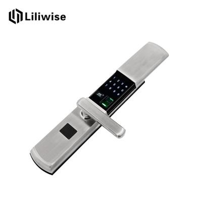 China Sliding Cover Biometric Smart Door Lock with 4 Unlock Methods, Grade B+ Cylinder and OLED Display for sale