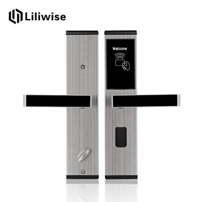 China 304 Stainless Steel RFID Hotel Door Lock with MF1 Card and Mechanical Key 336mm for sale
