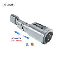 China Adjustable Smart Cylinder Lock 30~130mm Door Thickness 1 Year Battery Life WiFi BLE Fingerprint for sale