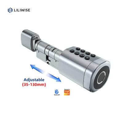 China Adjustable Smart Cylinder Lock 30~130mm Door Thickness 1 Year Battery Life WiFi BLE Fingerprint for sale
