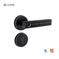 China Smart Lever Door Handle Lock 6V 4xAAA Batteries MF1 Card 13.56MHz for 35-52mm Door Thickness for sale
