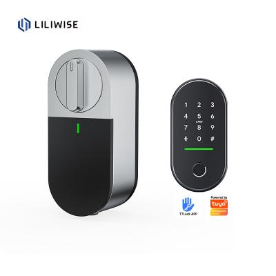 China Liliwise OEM ODM Retrofit Smart Lock Digital Door Lock Fits EU Profile Cylinders 140.5mm x 60mm x 52mm for sale