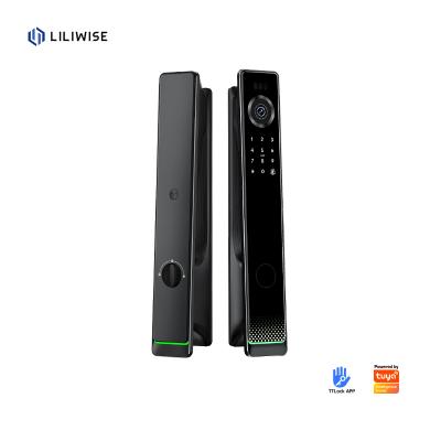 China 3D Face Recognition Smart Door Lock WiFi App Fingerprint Key Card Password Digital Lock with Camera 400mm for sale