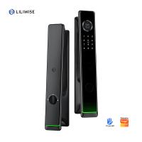 China Liliwise Smart Sliding Door Lock WiFi BLE Fingerprint Tuya TTlock with Camera 7.4V for sale