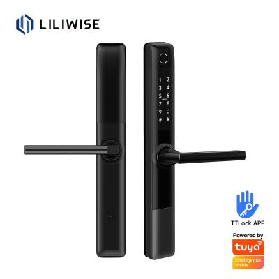 China Liliwise Waterproof Smart Door Lock BLE WiFi Fingerprint Keyless Entry for 35-75mm Doors for sale