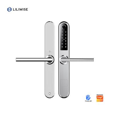 China Liliwise Smart Fingerprint Door Lock 280mm Slim Aluminum BLE WiFi with APP Control for UPVC Wooden Doors for sale
