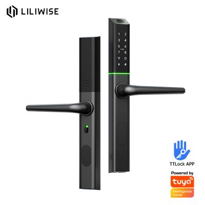 China Liliwise Adjustable Cylinder Ultra-slim Smart Door Lock 280mm Aluminum Alloy BLE WiFi Fingerprint for sale