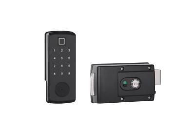 China Fingerprint Zinc Alloy Electronic RIM Door Lock 4 in 1 Unlock 300pcs Data Capacity for sale