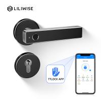 China N21 Bluetooth Fingerprint Door Handle Lock - 148mm Zinc Alloy Smart Lock with 4 Unlock Methods for 30-75mm Doors for sale
