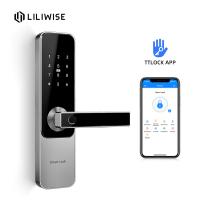 China European Bluetooth Door Lock Smart WiFi Fingerprint 6-in-1 Unlock Zinc Alloy Handle Lock 270mm for sale