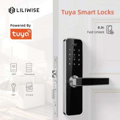 China Tuya Smart Electronic Door Lock Password PIN Code RFID Card Keyless Entry for Hotel Apartment Office 6V for sale