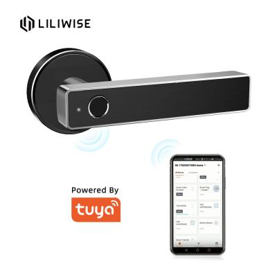 China Tuya WiFi Bluetooth Smart Door Lock with Fingerprint Reader - 300 User Capacity, 6V Battery, 142mm Handle for sale