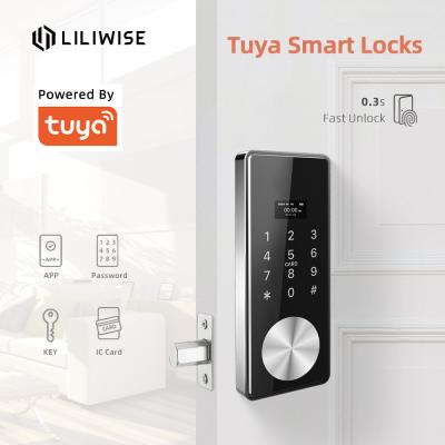 China Tuya Smart Deadbolt Electronic Door Lock with Keyless Entry PIN Code MF1 Card 150mm for sale
