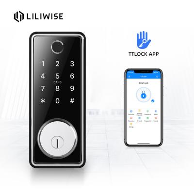 China LILIWISE T13B Bluetooth Smart Door Lock 150mm x 60mm with 6 Unlock Methods and 200 Fingerprint Capacity for sale