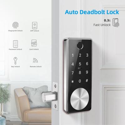 China 6V BLE WiFi Smart Door Lock Zinc Alloy Fingerprint Front Door Lock for Airbnb for sale