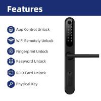 China Smart Fingerprint Aluminum Door Lock 38mm Width 4x AAA Batteries WiFi BLE APP Control for sale