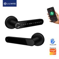 China WiFi App Smart Fingerprint Door Handle Lock Identification Time 0.1S for sale