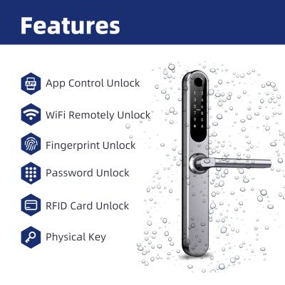 China Slim European American Stand Mortise Smart Fingerprint Door Lock 38mm WiFi APP for sale