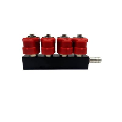 China 2 Ohm 4 Cylinder Red Coil LPG CNG Rail Injector Anti Corrosion For Autogas Kits for sale