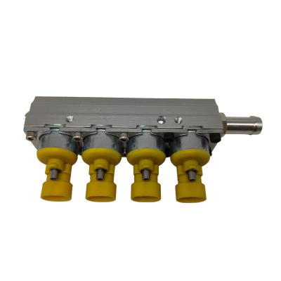China LLANO Aluminium 4 Cylinder Injector Rail with 2 Ohm Resistance for Sequential Injector System for sale