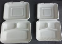 China biodegradable sugarcane bagasse food container with pla plastic lid for sale