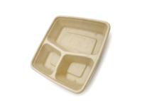 China 900ml Biodegradable 3 Compartment Food Container Cornstarch Plastic Microwave Safe for sale
