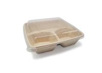 China biodegradable disposable paper pulp takeaway food container lunch box for sale
