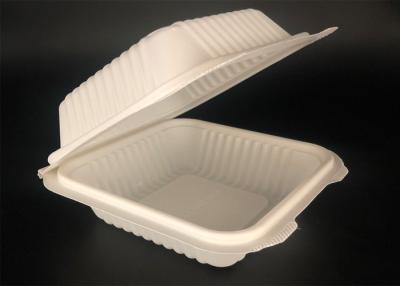 China Biodegradable Compostable Food Container Box Microwave Safe Cornstarch 26x20x3.5 cm for sale