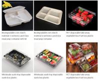 China Biodegradable Compostable Food Container Box Microwave Safe Cornstarch 26x20x3.5 cm for sale