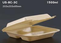China Biodegradable 3 Compartment Clamshell Food Container 8 Inch 26x20x3.5 cm for sale
