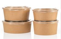 China Eco Friendly Disposable Kraft Paper Salad Bowl 500ml 1000ml Food Container with Lid for sale