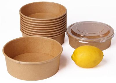 China Eco Friendly Disposable Kraft Paper Salad Bowl 500ml 1000ml Food Container with Lid for sale