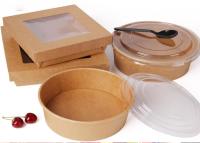 China Eco Friendly Disposable Kraft Paper Salad Bowl 500ml 1000ml Food Container with Lid for sale