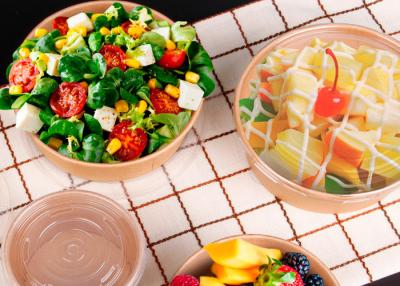 China Kraft Paper Disposable Bowls 500ml to 1300ml Biodegradable Food Packaging Microwave Safe for sale