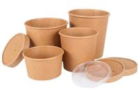 China Disposable Kraft Paper Soup Bowls 8oz to 32oz Biodegradable Takeaway Food Containers for sale