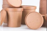 China Custom Printed Kraft Paper Soup Bowls 8oz to 32oz Disposable Food Container with Lids for sale