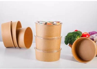 China Disposable Kraft Paper Soup Bowls 500ml 750ml 1000ml Biodegradable Takeaway Food Container with Lid for sale