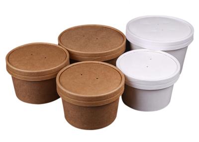China Kraft Disposable Paper Soup Bowls 8oz to 32oz with Paper Lids Biodegradable Takeaway Food Containers for sale