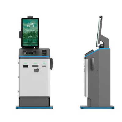 China Hotel Self Check In Kiosk 19 Inch Touch Screen with Passport Scanner and Key Card Dispenser for sale