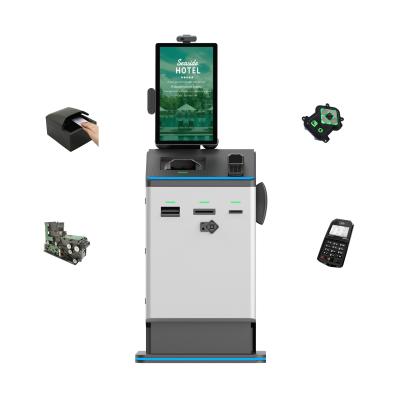 China 21.5 Inch Self Service Check In Kiosk with Audible Keypad and Passport Scanner for Hotels for sale