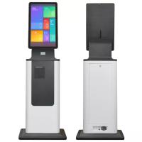 China Indoor Hotel Self Service Check In Kiosk with Passport Scanner RFID Card Dispenser 110-240V for sale