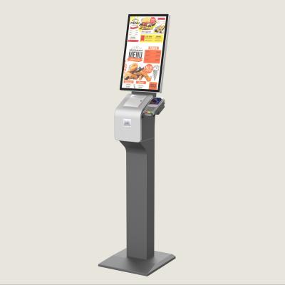 China 21.5 Inch Floor Stand Multi-Point Touch Self Ordering Kiosk with Cash and Cashless Payment for sale