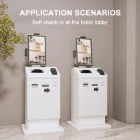China 21.5 Inch Self Check-in Hotel Kiosk with Key Dispenser and Passport Reader - Windows/Android/Linux Compatible for sale