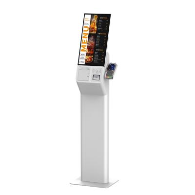 China 21.5 Inch Self-Service Ordering Kiosk with QR Code & Credit Card Payment, 80mm Ticket Printer for sale