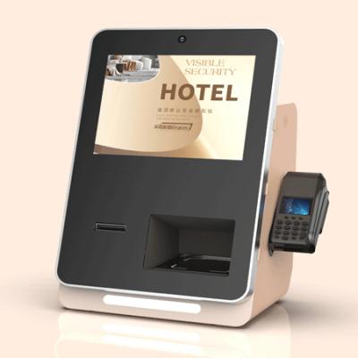 China Hotel Desktop Self Check In Kiosk 15.6 Inch Touchscreen with Key Card Dispenser Bluetooth for sale