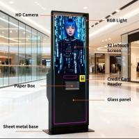 China LKS AI Photo Printing Kiosk 32 Inch Touchscreen with RGB LED Lights 4x6 Inch Print Size Voice Guidance for sale