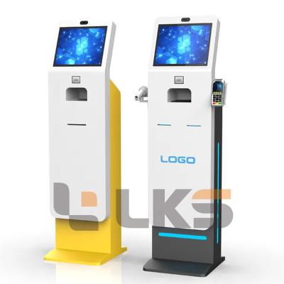 China Hotel Self Check In Check Out Kiosk with 21.5 Inch Touch Screen and RFID Card Dispenser for sale