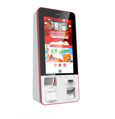 China Wall Mount Self-Ordering Kiosk 17 Inch Touchscreen with Thermal Printer and POS Reader for sale